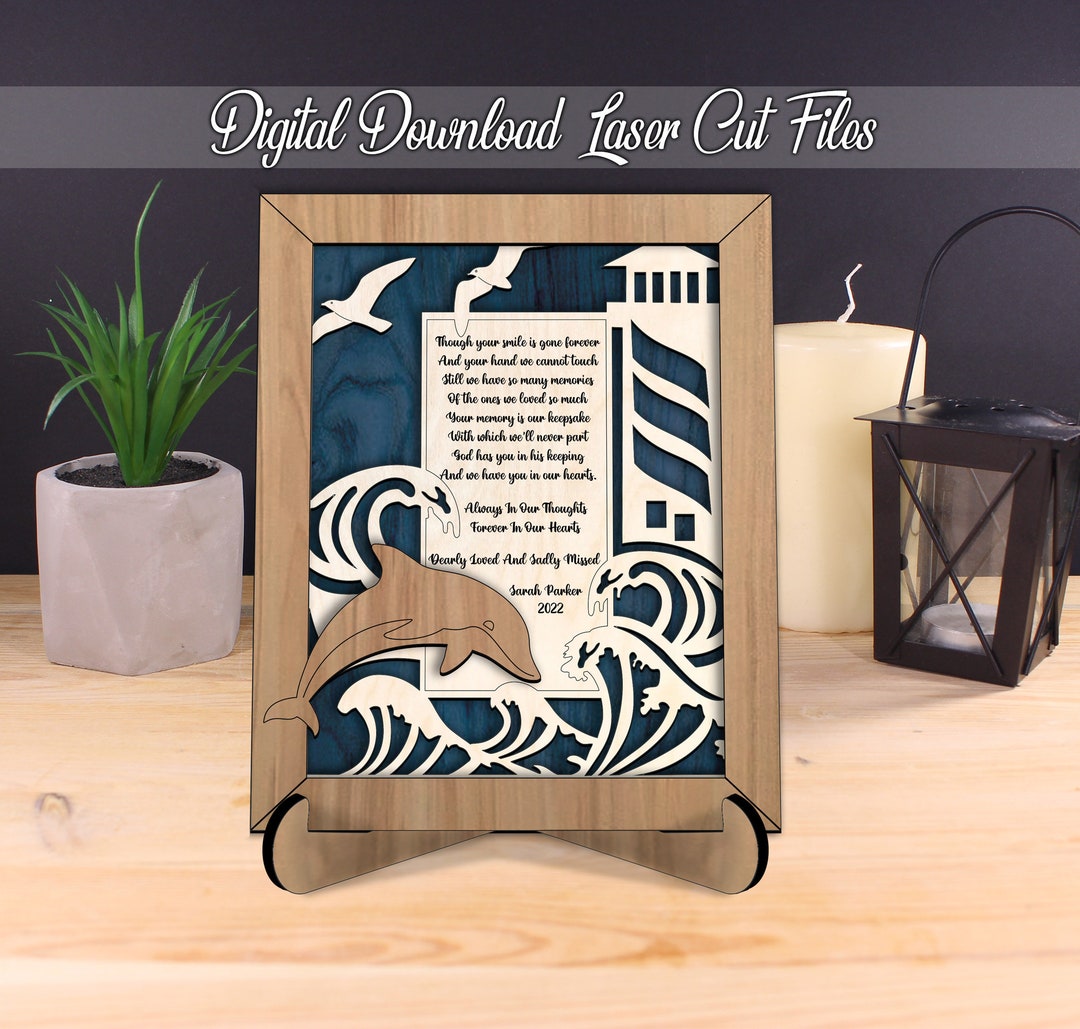 Remembrance Dolphin Memorial Frame Stand SVG Laser Cut File Maritime ...