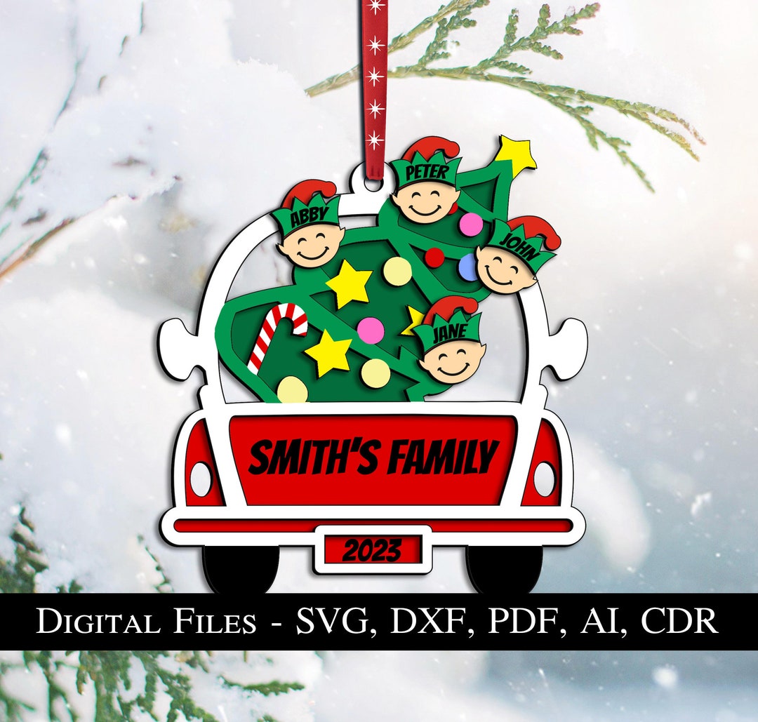 Christmas Elves Family Car Sign Tree Ornament SVG Glowforge - Etsy