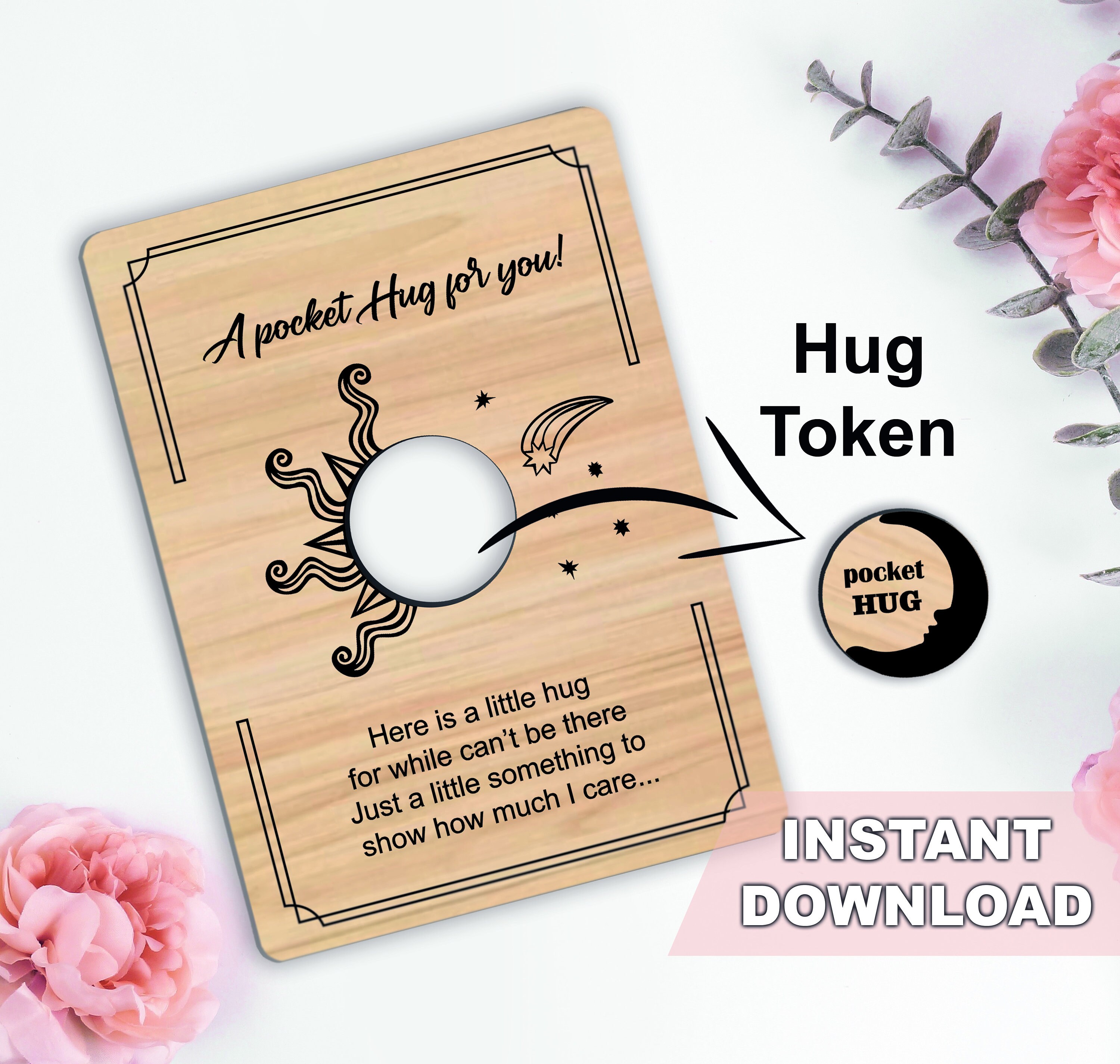 Pocket Hug Card, Sending You Some Love, SVG Laser-ready Cut File ...