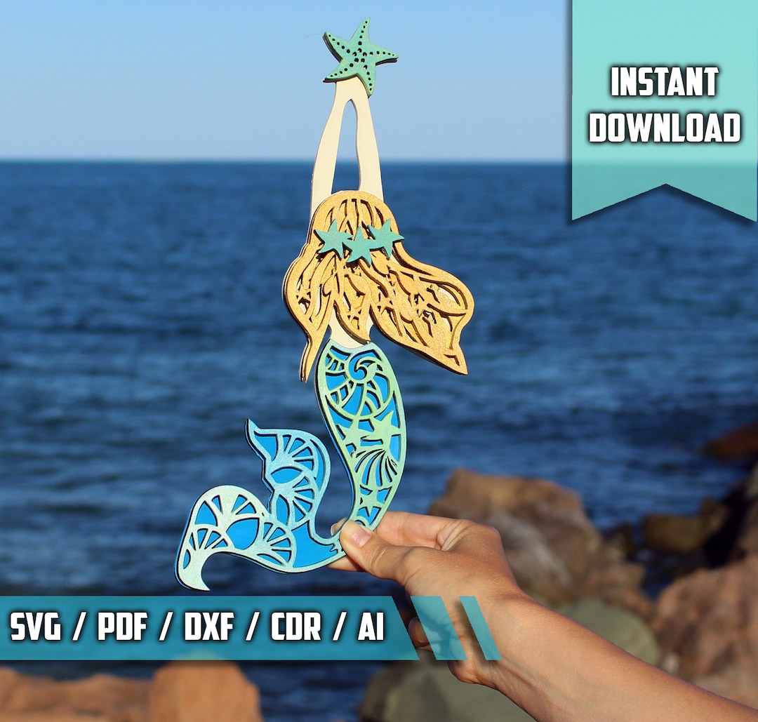 Mermaid 3D Layered Laser Cut SVG File ,SVG Laser-ready Cut File ...