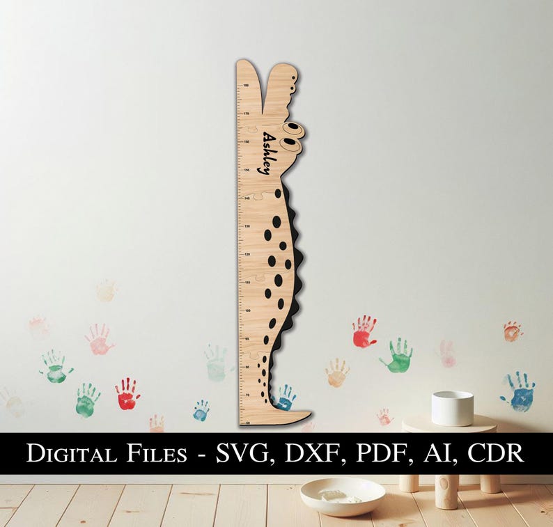 Crocodile Growth Chart Ruler SVG Laser Cut File Kids Room Decor Puzzle ...