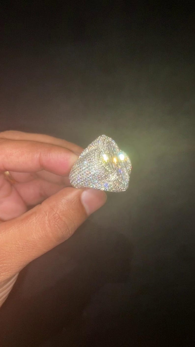 Iced Out Hip Hop Clover Ring, Iced BAGUETTE CLOVER RING, Silver Clover ...