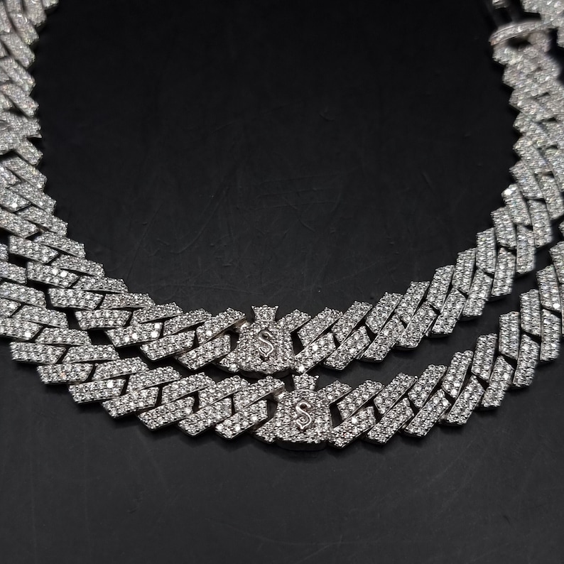 9mm Miami Cuban Link Prong Chain, Men/women Chain, Iced Cuban Necklace ...