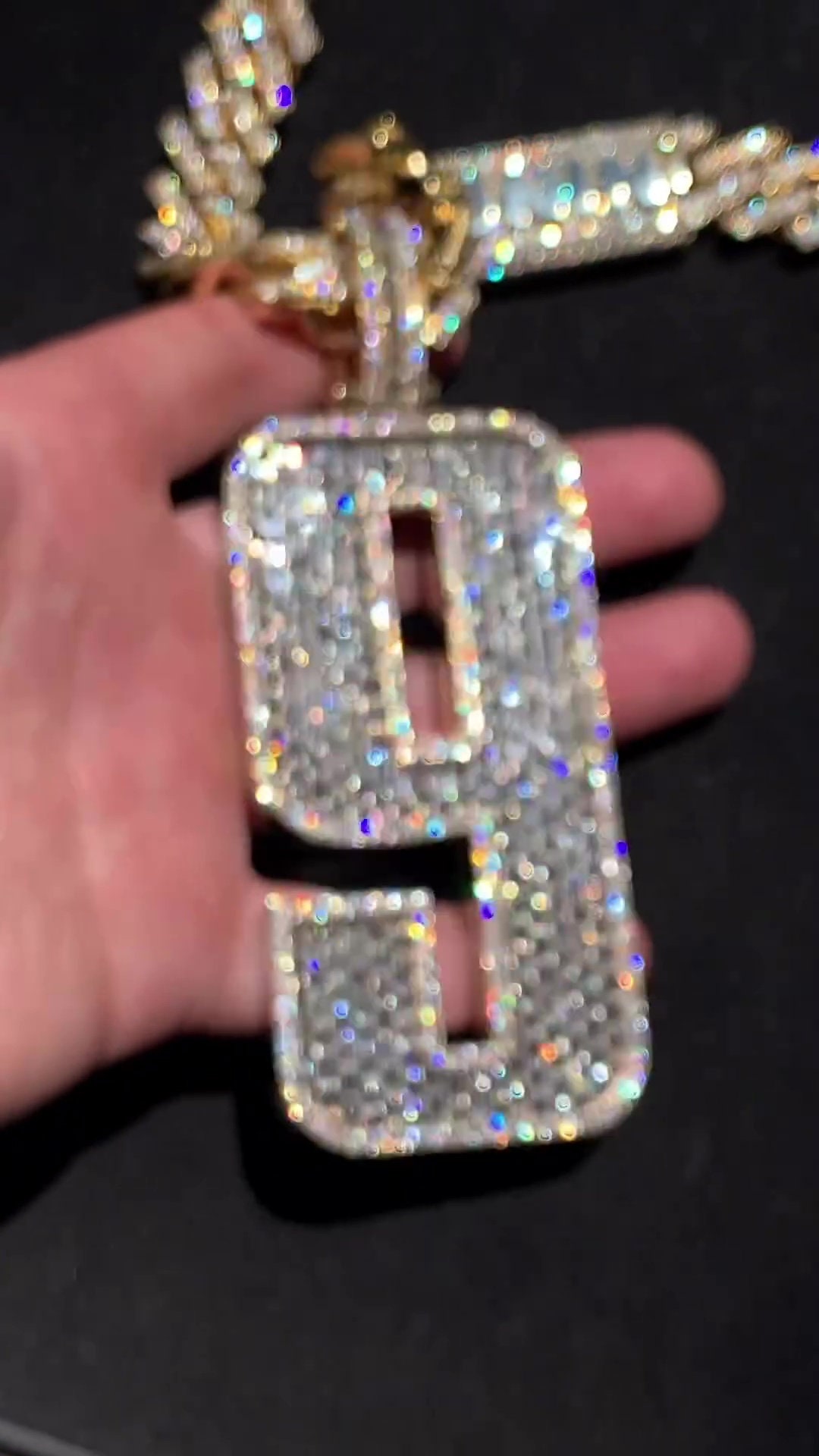 Emerald Cut VVS1 Moissanite Layered Number "9" Pendant, Iced Out Chunky ...