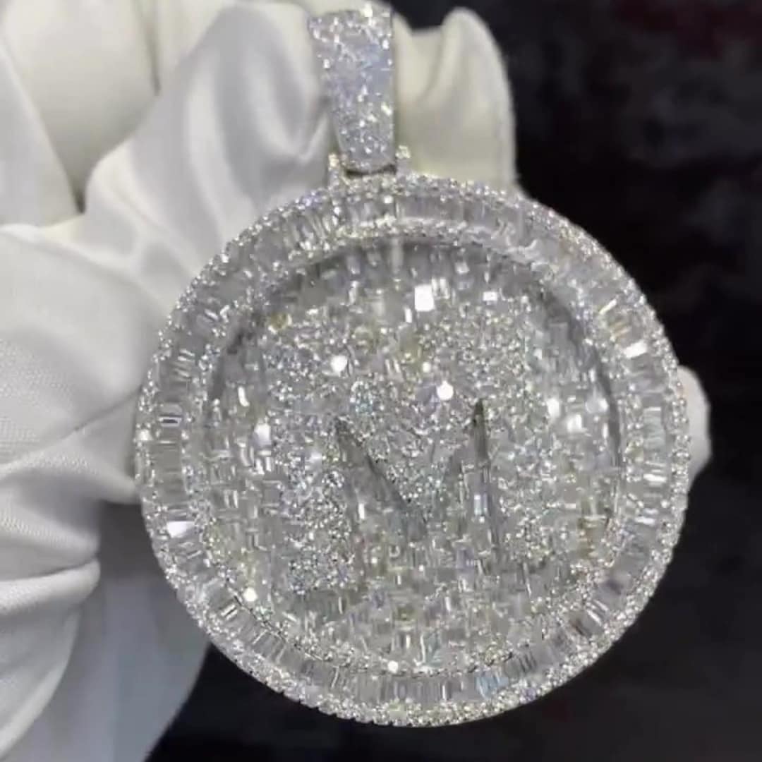 Custom Made Iced Out Hip Hop Pendant | Moissanite Baguette Pendant ...