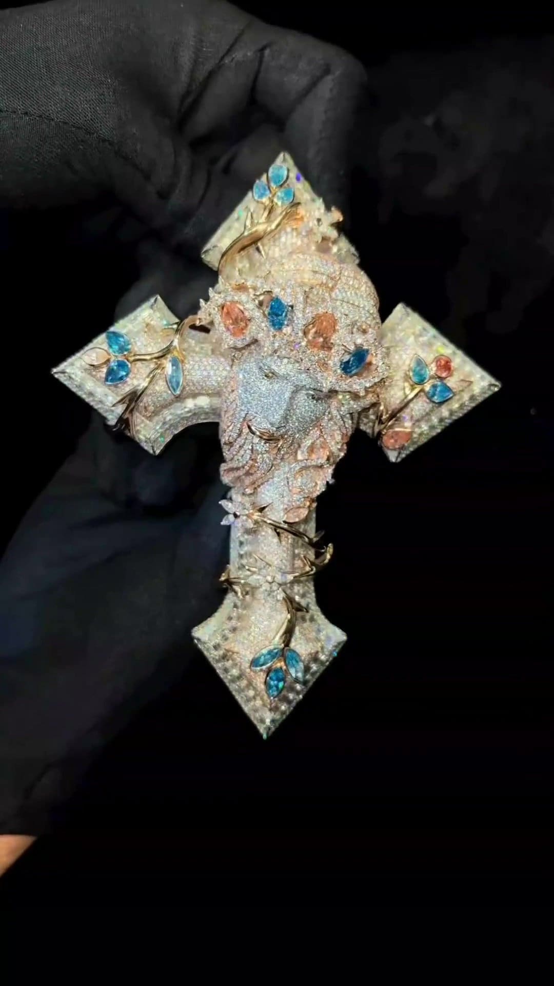 Jesus Cross Iced Out Hip Hop Pendant | Hidden Knife | Chunky Moissanite ...