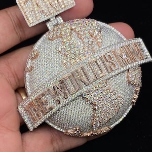The World is Mine Iced Out Hip Hop Pendant | Chunky Moissanite Pendant ...