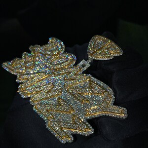 Real Moissanite Diamonds Men Layered Name Pendant, Custom Name ...