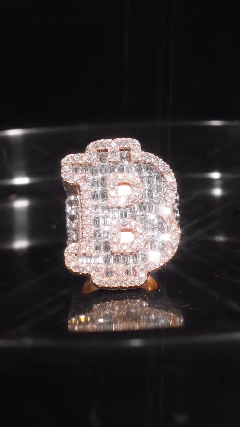 Iced Out Letter "b" Ring for Men in 925 Silver/10k Gold | Custom Hip ...