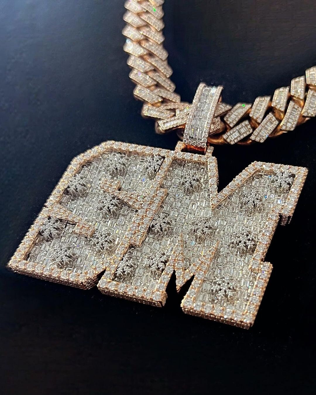 Emerald Moissanite Diamonds Layered Pendant, Custom Word, Alphabet ...