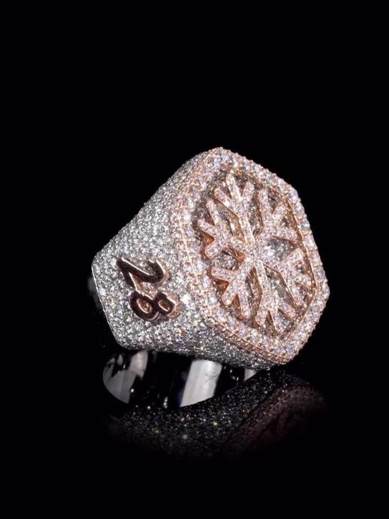 Custom Snowflake Iced-out Ring – VVS Moissanite Hip Hop Ring in 925 ...