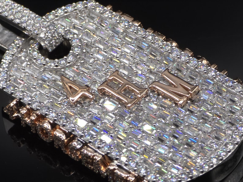 VVS1 Moissanite Dog Tag Pendant | Custom Hip Hop Necklace | Emerald ...