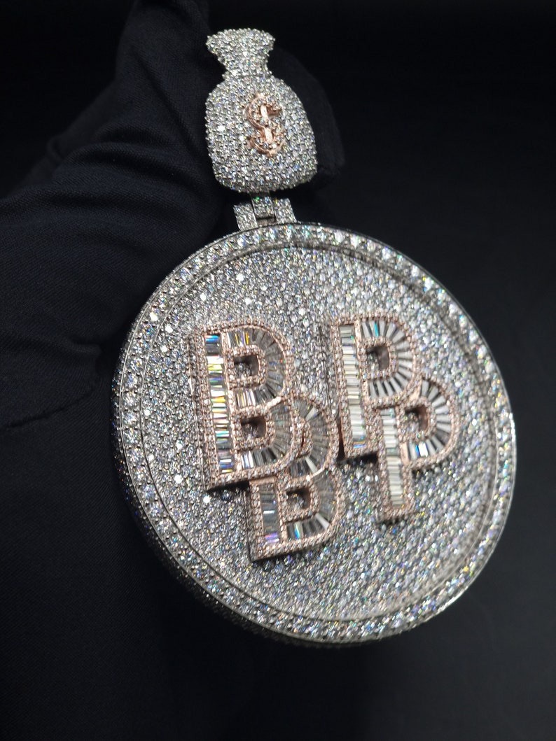 Custom Made Iced Out Hip Hop Pendant Chunky Moissanite Pendant 925 ...