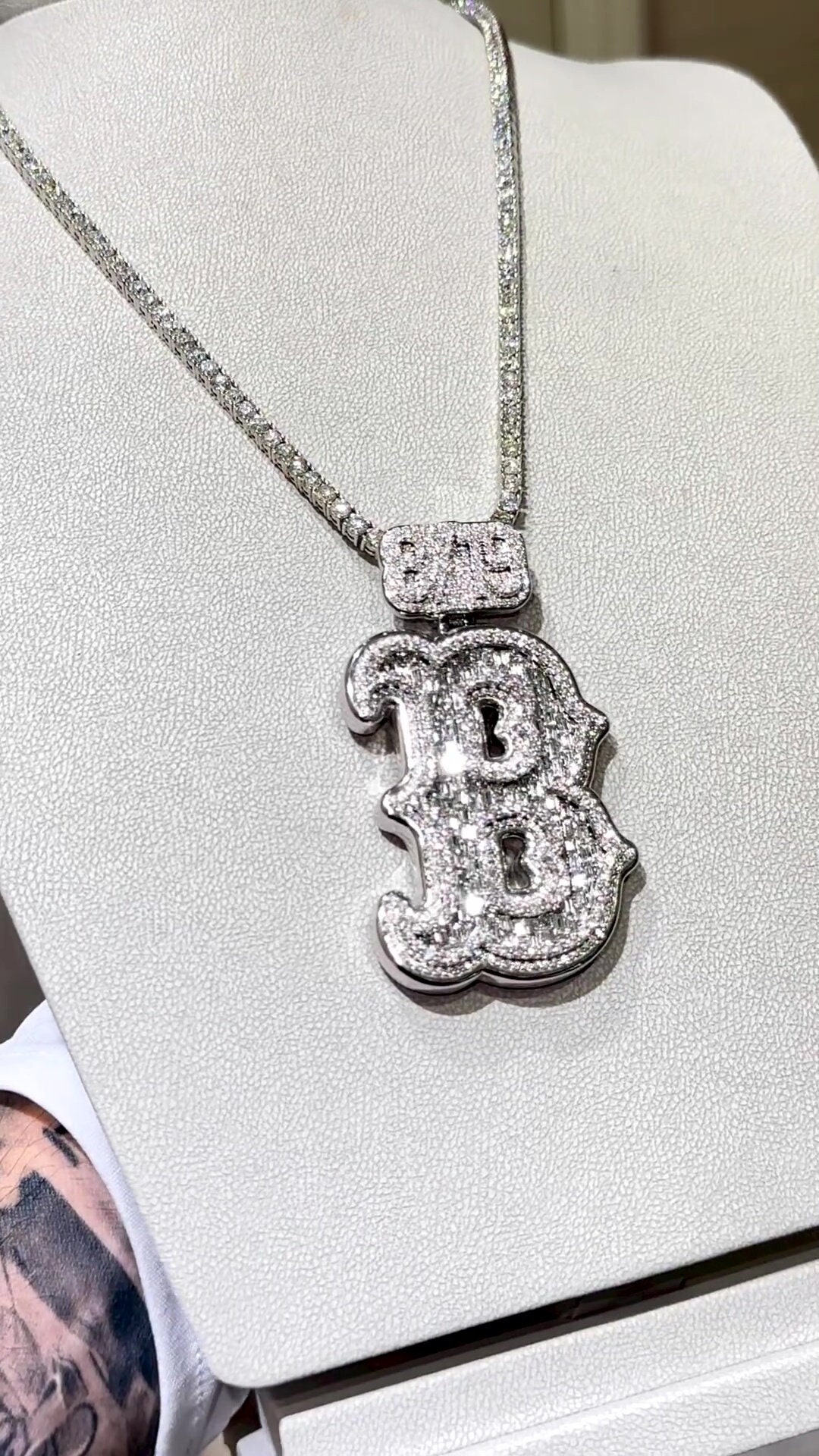 Emerald Cut VVS1 Moissanite Layered Letter "b" Pendant, Iced Out Chunky ...