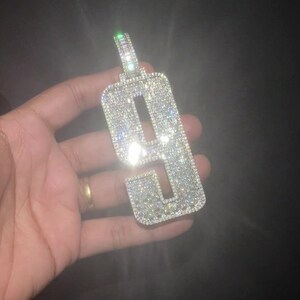 Emerald Cut VVS1 Moissanite Layered Number "9" Pendant, Iced Out Chunky ...