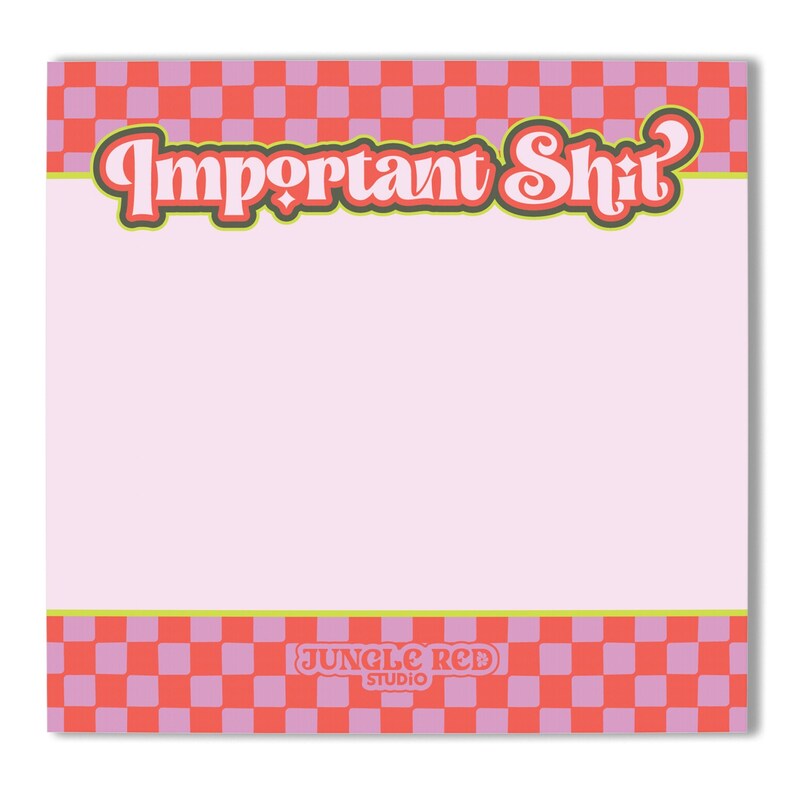 Important Shit 90s Retro Checkerboard Sticky Notes Blank Sticky Notes ...