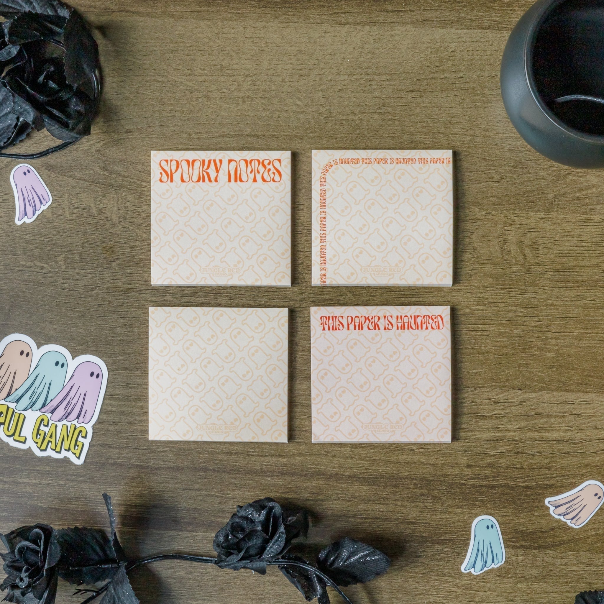 Spooky Blank Sticky Notes Retro Ghost Pattern Post-it Notes Halloween ...