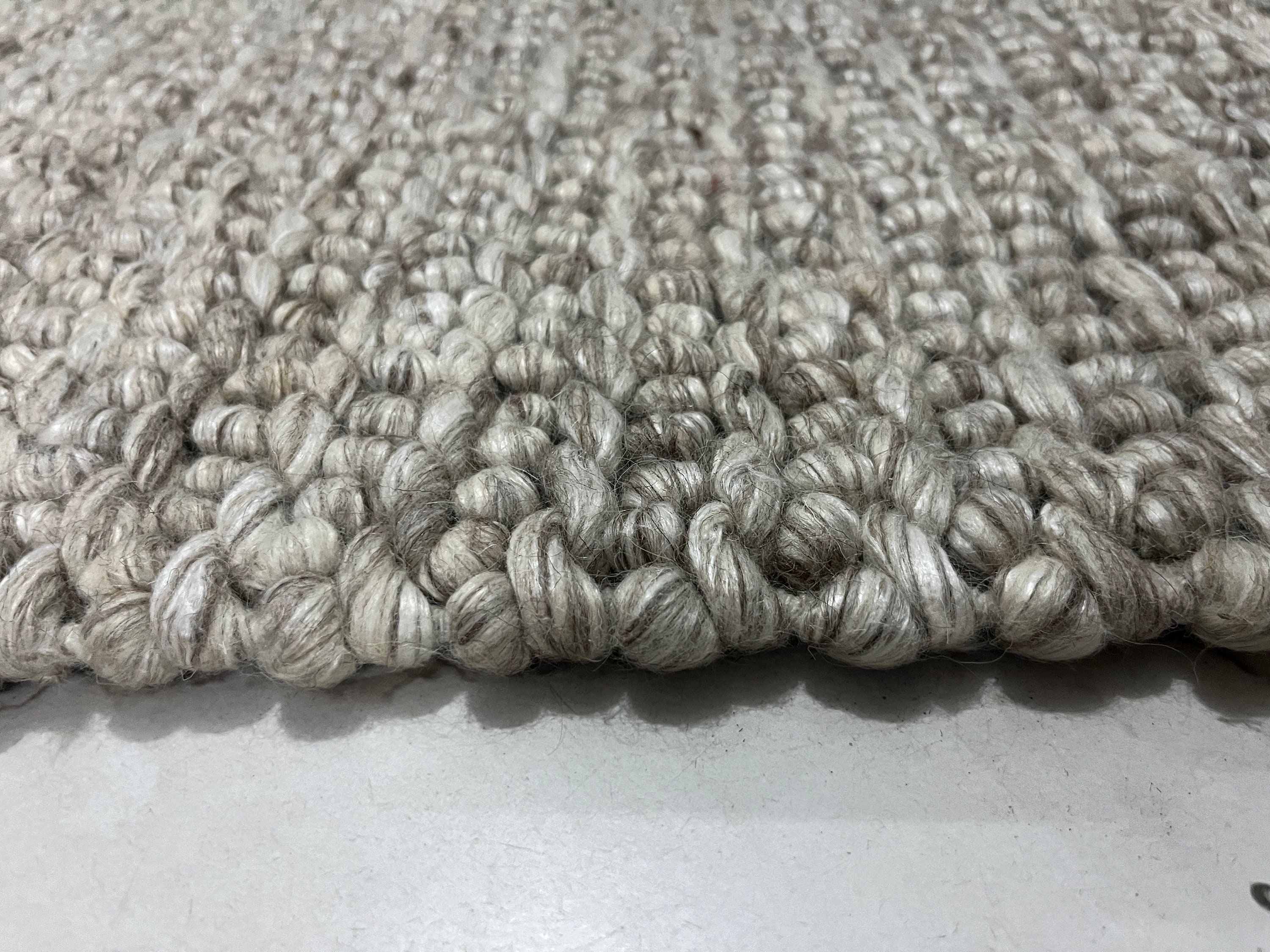 Handwoven Gray Chunky Loop Wool Rug Hand Knitted Plaid Rugs for Bedroom ...