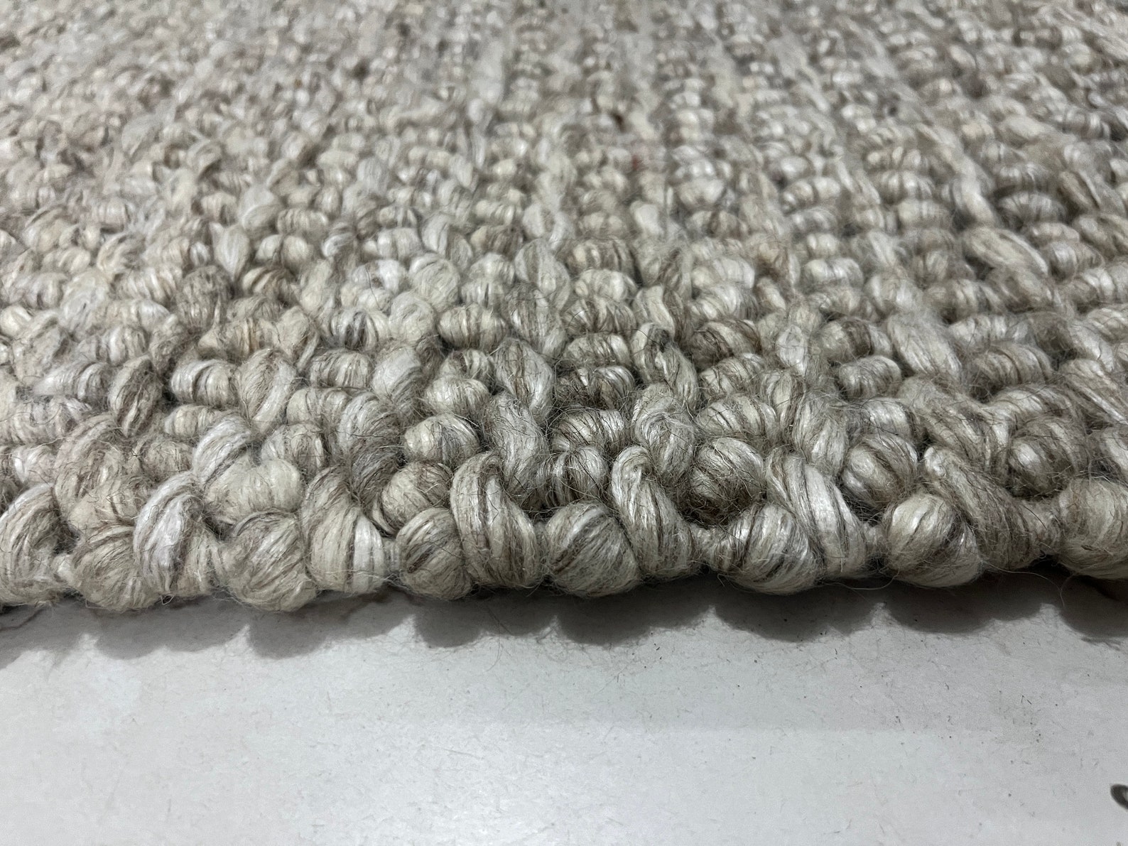 Handwoven Gray Chunky Loop Wool Rug Hand Knitted Plaid Rugs for Bedroom ...