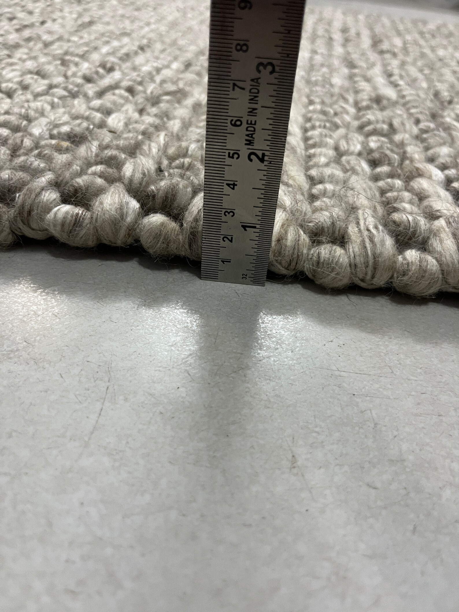 Handwoven Gray Chunky Loop Wool Rug Hand Knitted Plaid Rugs for Bedroom ...