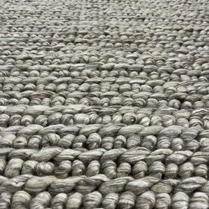 Handwoven Gray Chunky Loop Wool Rug Hand Knitted Plaid Rugs for Bedroom ...