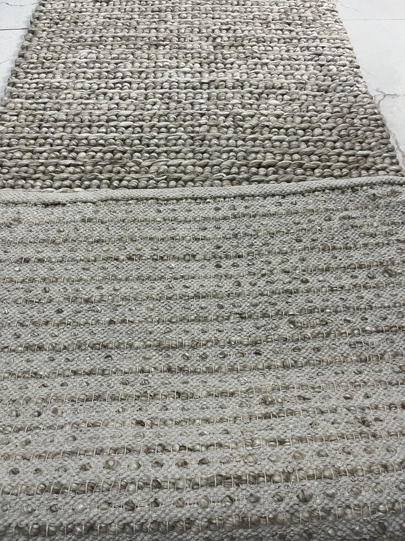 Handwoven Gray Chunky Loop Wool Rug Hand Knitted Plaid Rugs for Bedroom ...