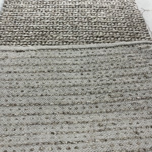 Handwoven Gray Chunky Loop Wool Rug Hand Knitted Plaid Rugs for Bedroom ...