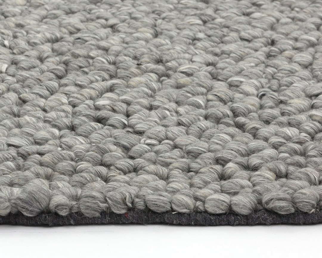 Handmade Grey Pebble Wool Rug for Living Room Felted Wool Rugs ...