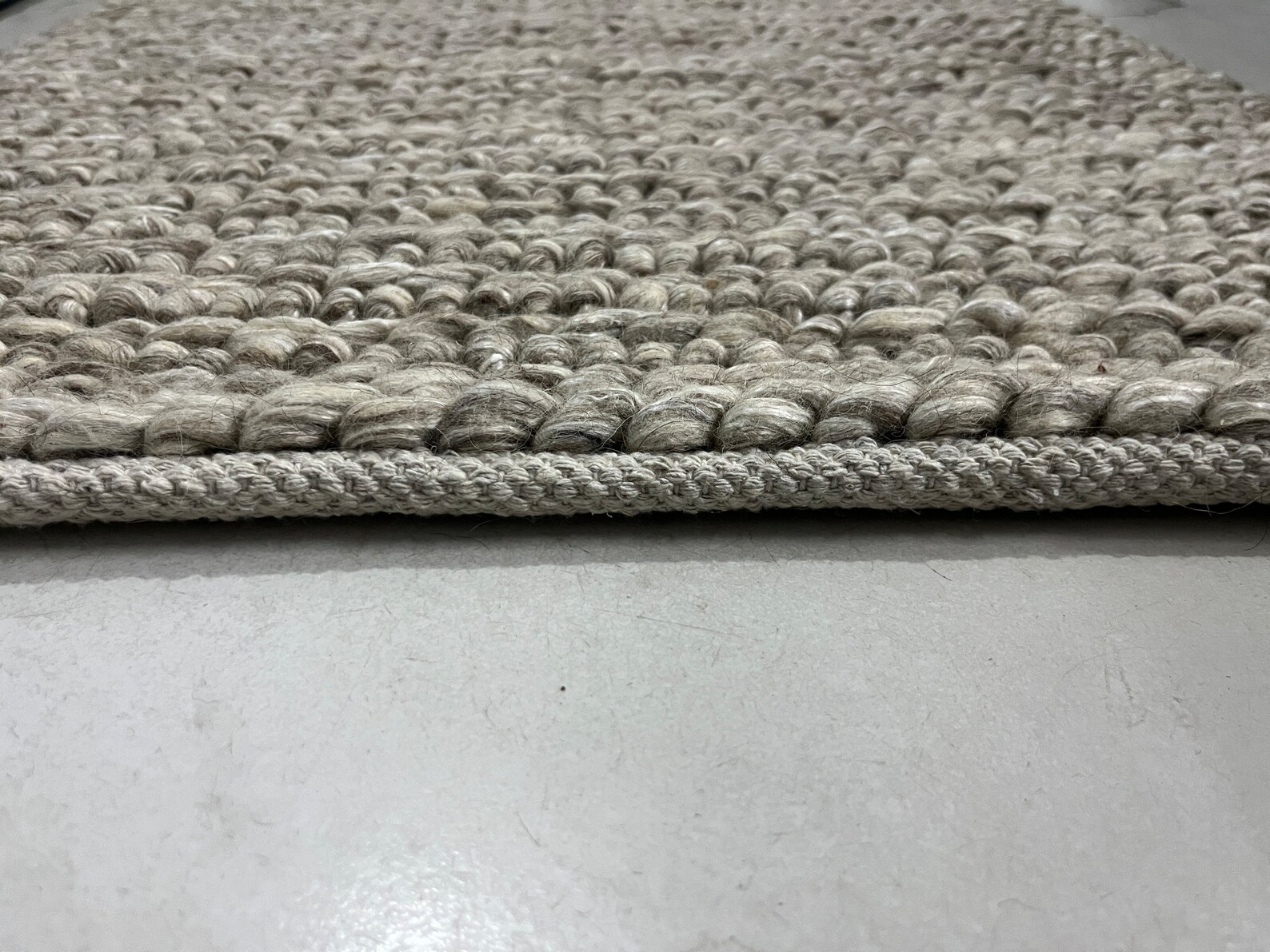 Handwoven Gray Chunky Loop Wool Rug Hand Knitted Plaid Rugs for Bedroom ...