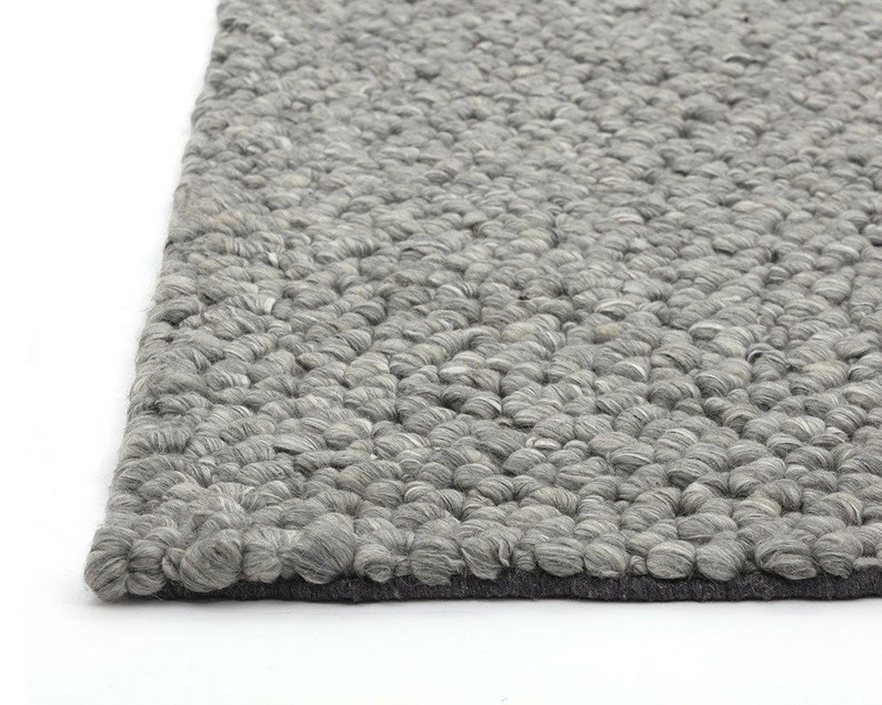 Handmade Grey Pebble Wool Rug for Living Room Felted Wool Rugs ...