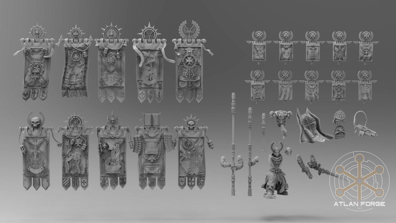 Templar War Banners With Standard Bearer Grimdark Sci-fi Tabletop ...