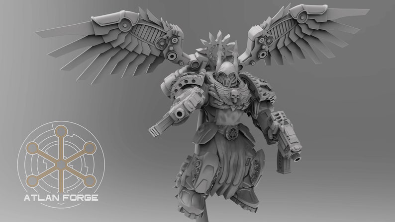 Mech Angel Wings Angelic Seraphim Grimdark Sci-fi Tabletop Miniature 28 ...