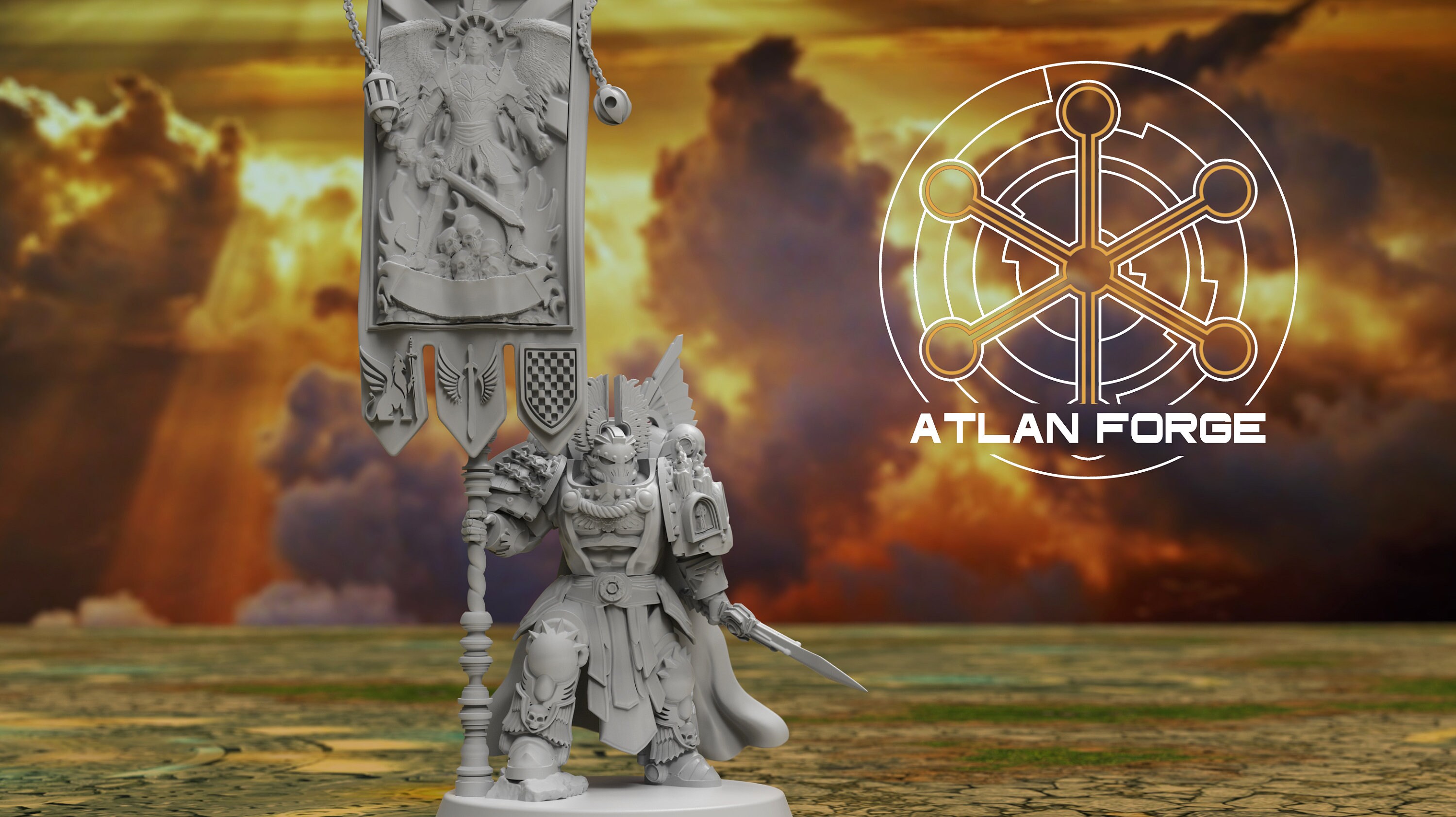 Angelic War Banners With Standard Bearer Grimdark Sci-fi Tabletop ...