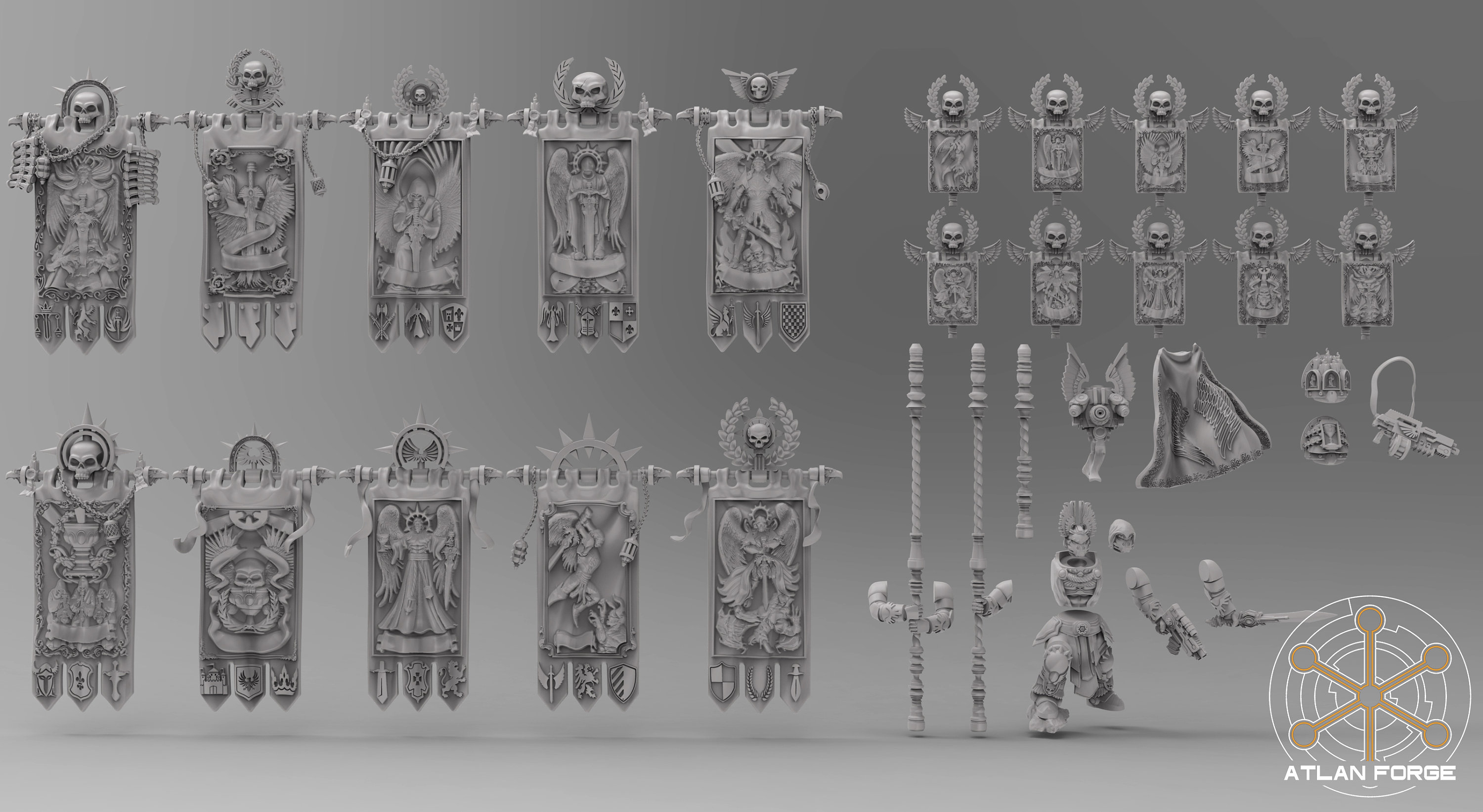 Angelic War Banners With Standard Bearer Grimdark Sci-fi Tabletop ...