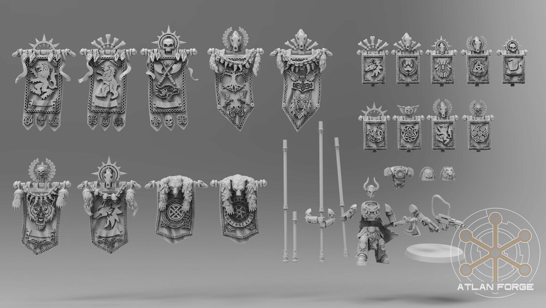 Asgardian War Banners With Standard Bearer | Grimdark Sci-fi | Tabletop ...