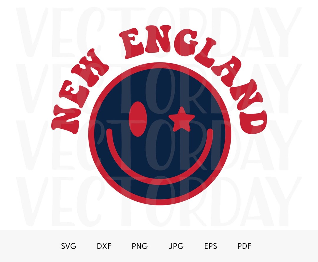 New England Smiley Face Svg New England Mascot Svg Team - Etsy