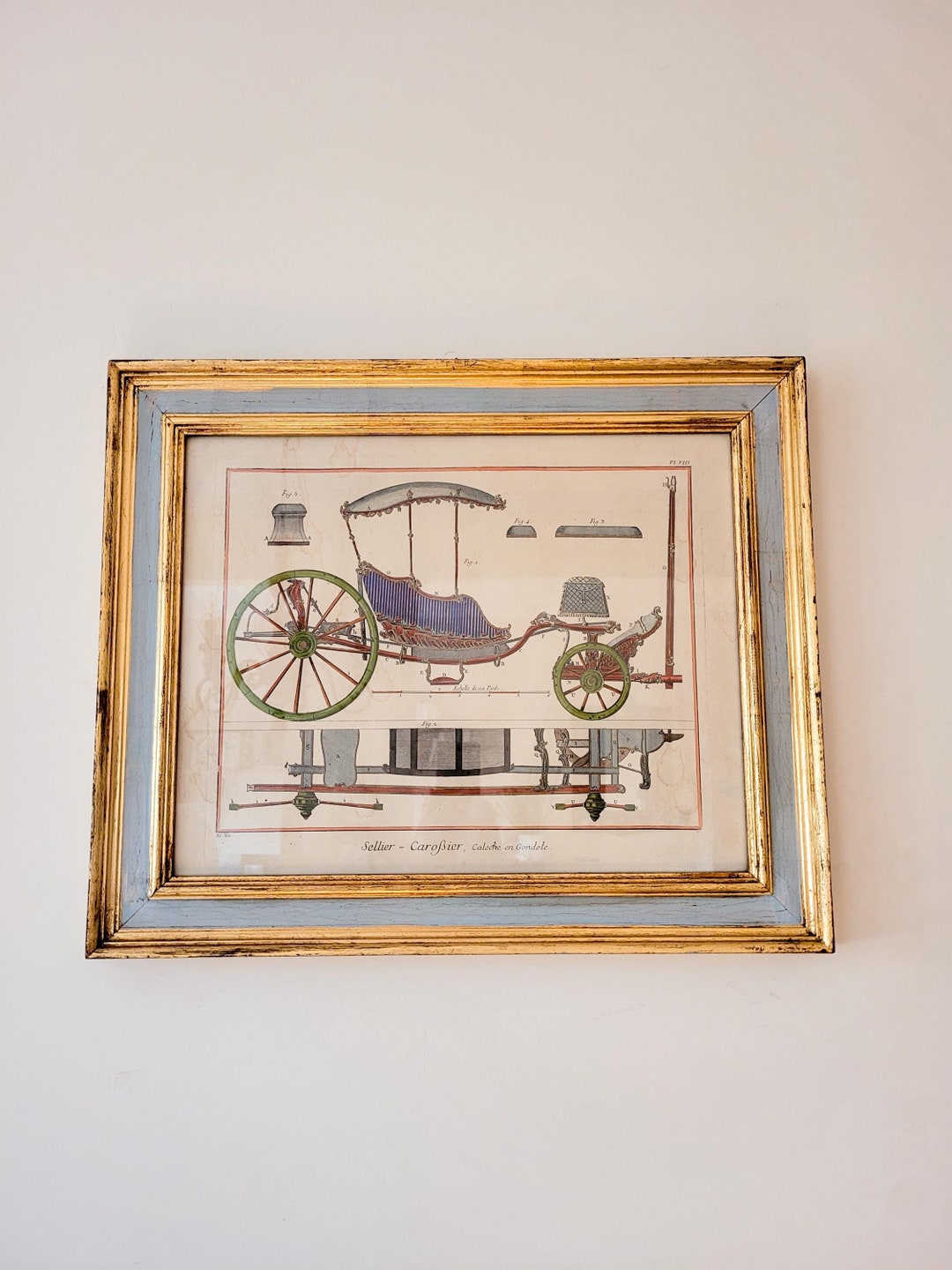 Vintage Picture Hand Painted Carriage Old French Caleche Painting ...