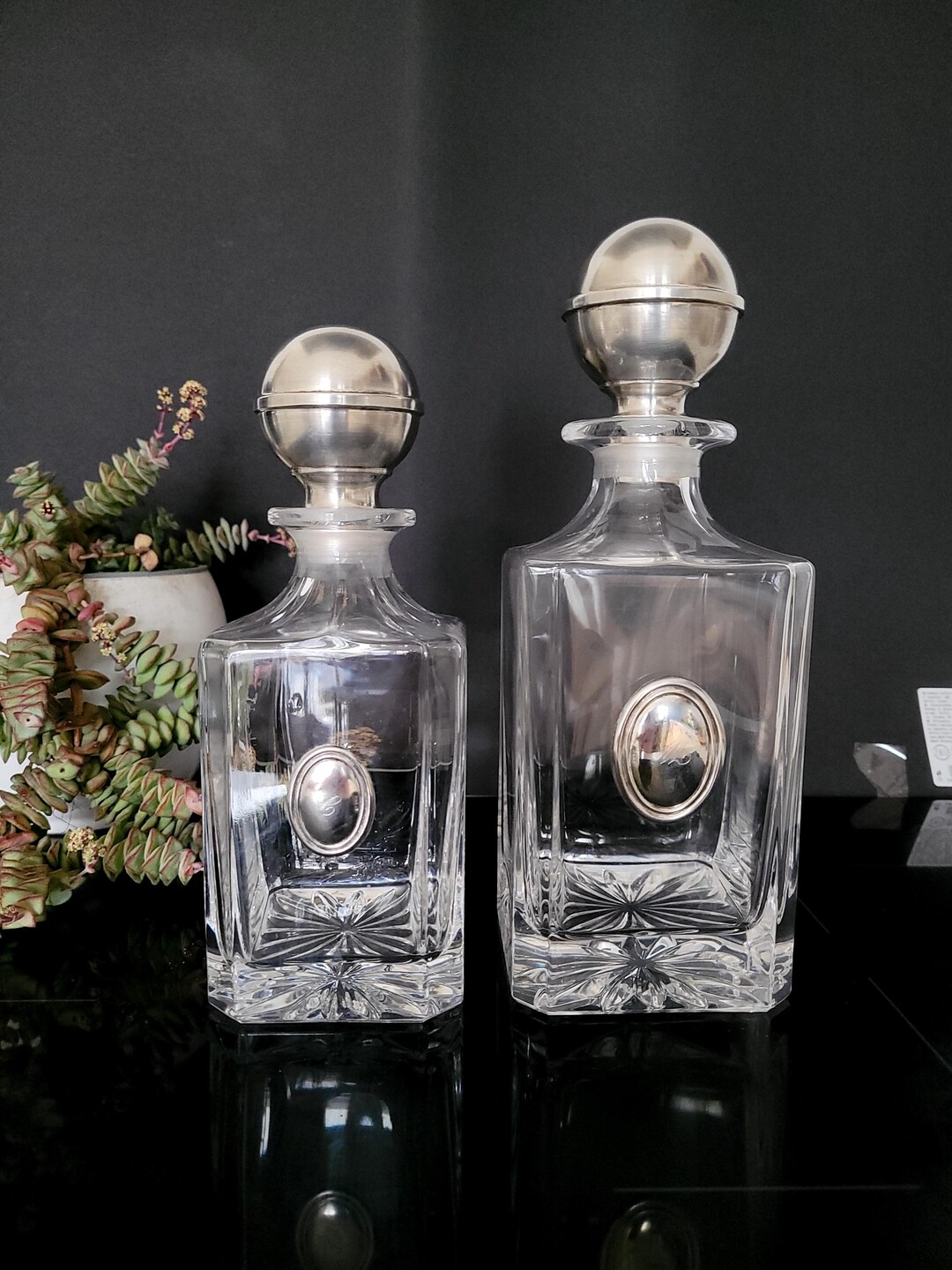 Vintage Clear Crystal Decanter With Sterling Silver Stopper Crystal ...