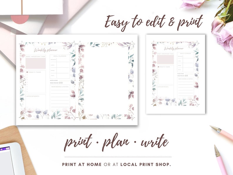 Printable Floral Weekly Planner to Do List Printable - Etsy
