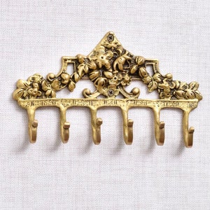 Antique Brass Victorian Floral Brass Hooks / Vintage Wall Hooks Hangers ...
