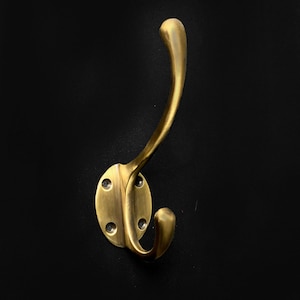 5 X Solid Brass Antique Classic Wall Hooks. Vintage Style Bathroom Bath ...