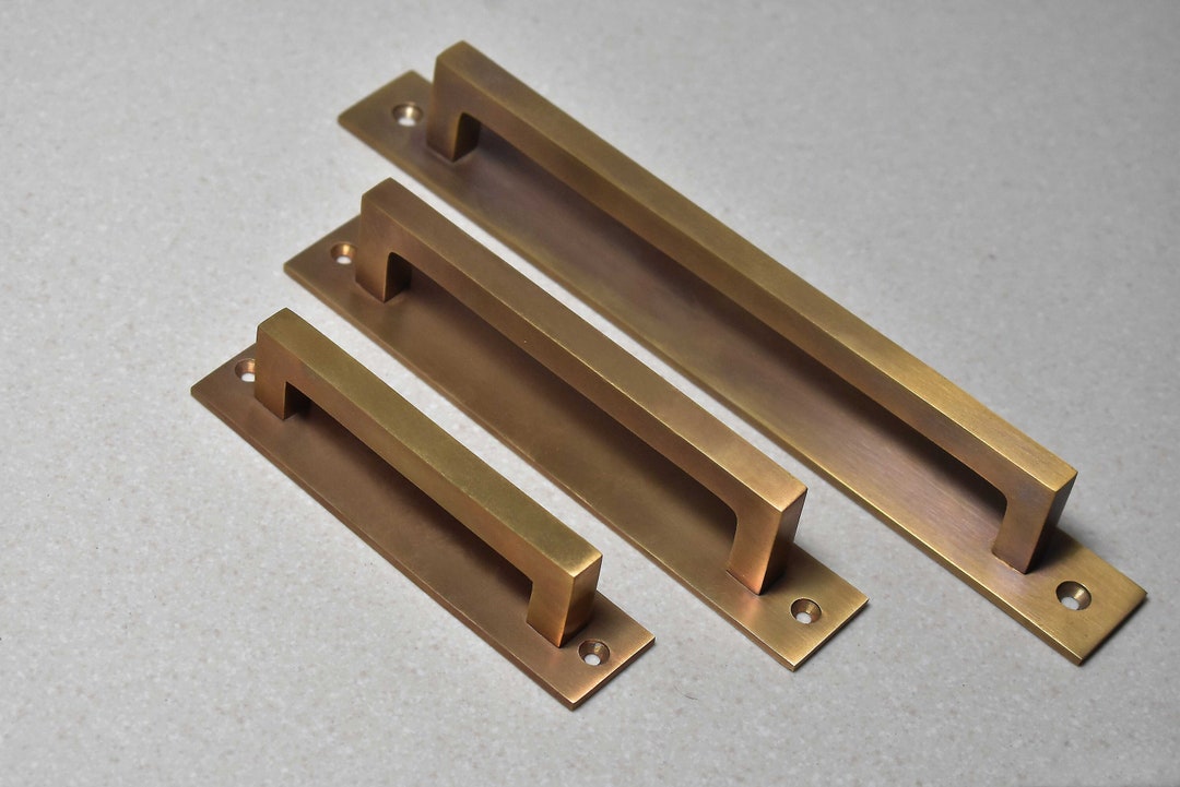 Antique Brass Handles With Rectangle Backplate / Solid Brass ...