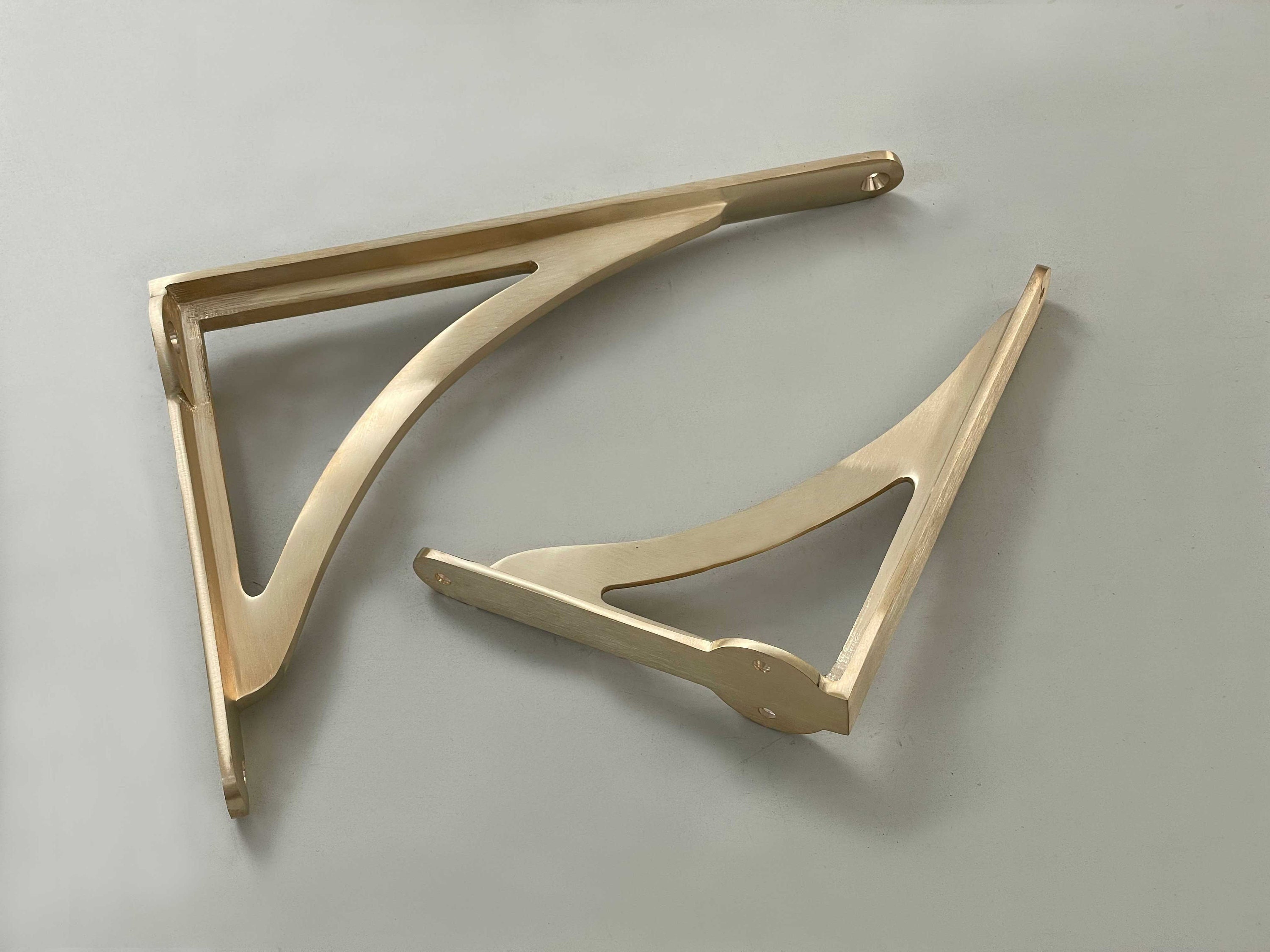 Brushed/satin Brass Arched Shelf Brackets – Heavy Solid Brass Wall ...