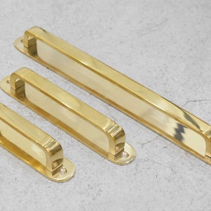 Unlacquered Brass Polished Handles With Round Backplate –solid Brass ...