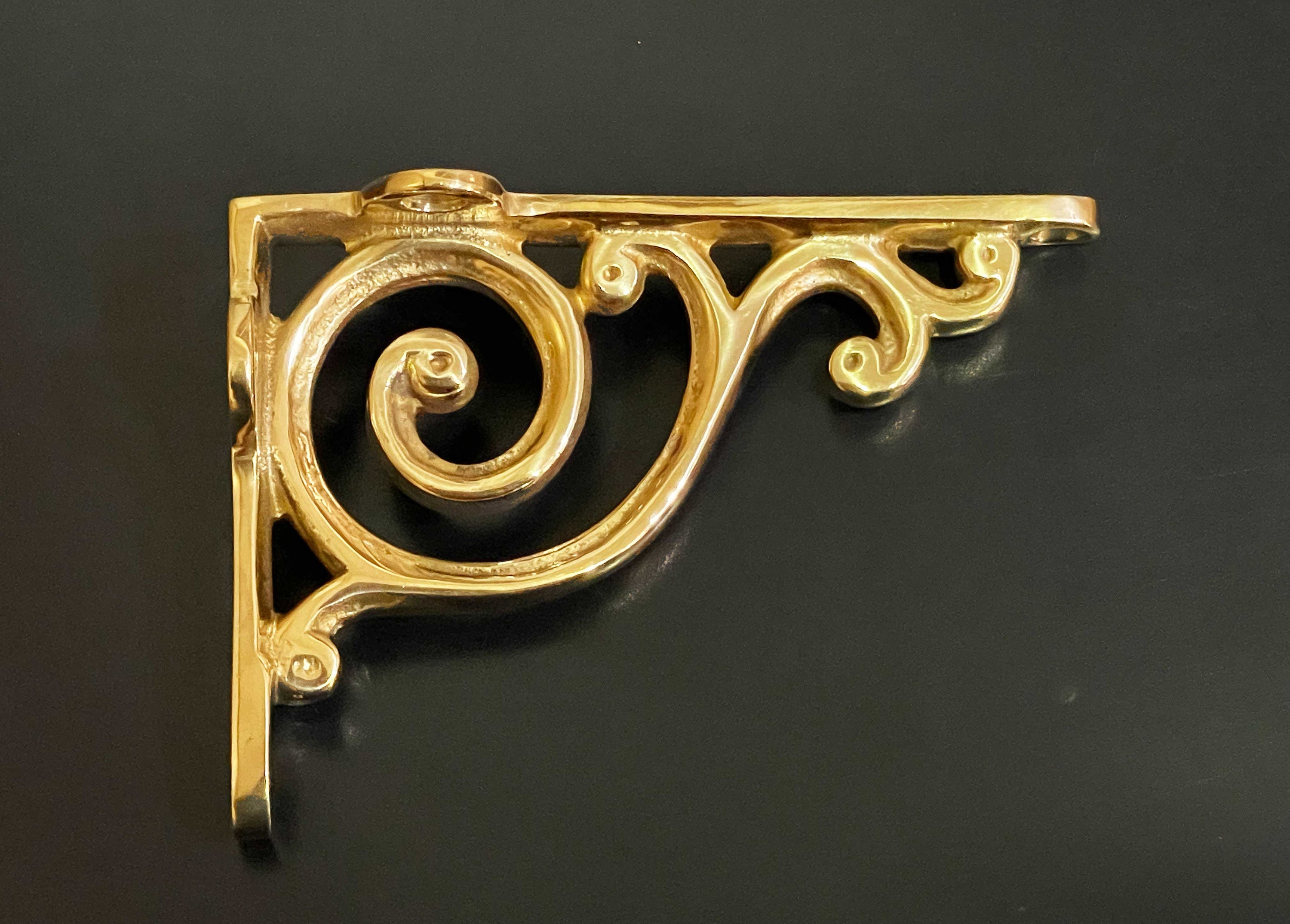 Swirl Brass Shelf Bracket 3x4 – Vintage Brass Shelf Brackets, Antique ...