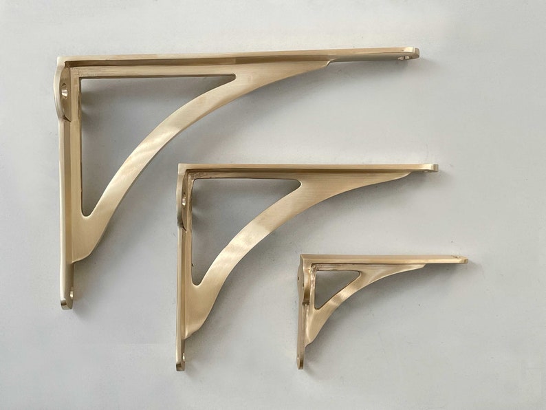 Brushed/satin Brass Arched Shelf Brackets – Heavy Solid Brass Wall ...