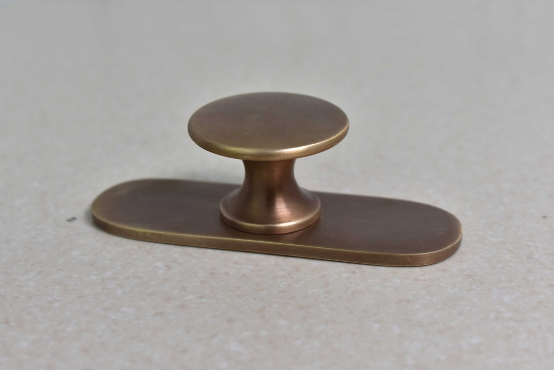 Antique Brass Knob With Backplate / Solid Brass Unlacquered Hardware ...