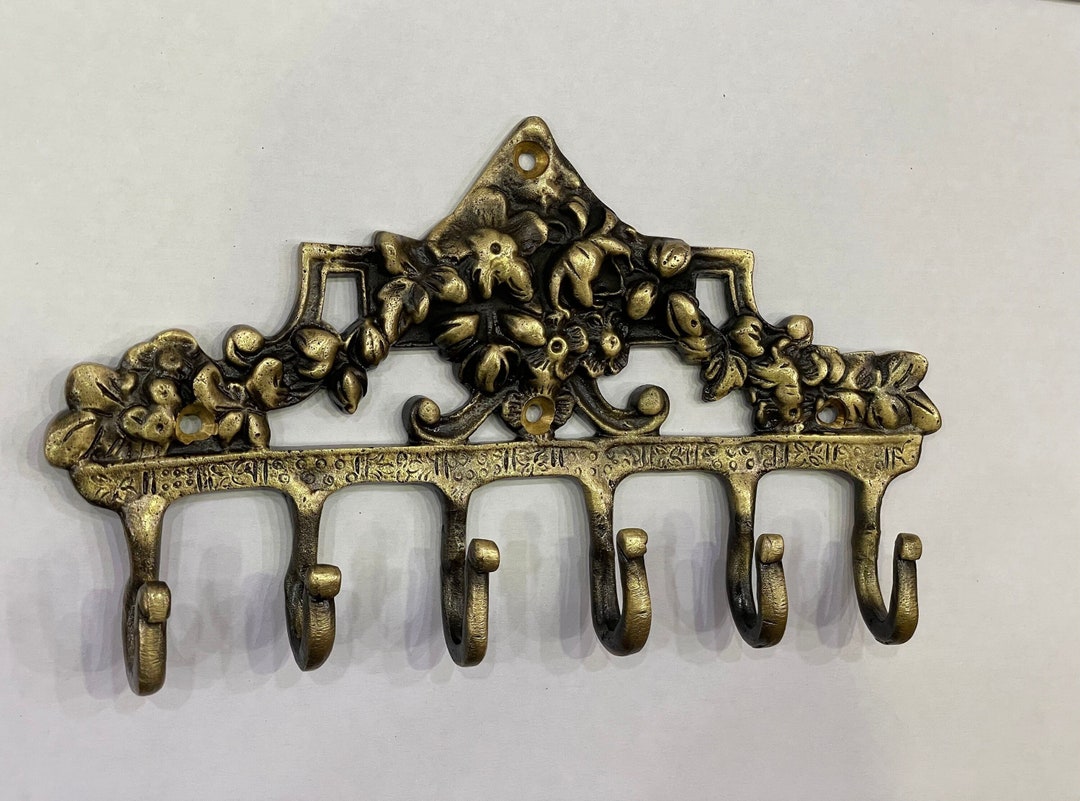 Antique Brass Victorian Floral Brass Hooks / Vintage Wall Hooks Hangers ...