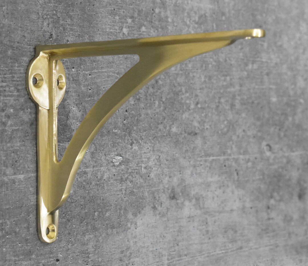 Brushed/satin Brass Arched Shelf Brackets Heavy Solid Cast Brass ...
