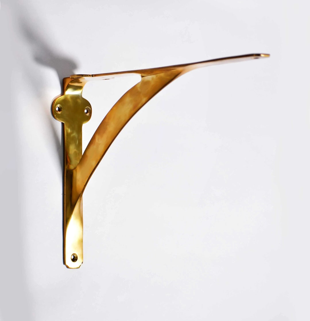 Unlacquered Brass Classic Shelf Brackets | Polished Solid Cast Brass ...